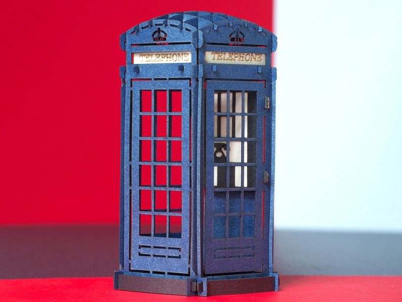 Doctor Who blue box Tardis. London. Red Telephone Booth. Art | Etsy