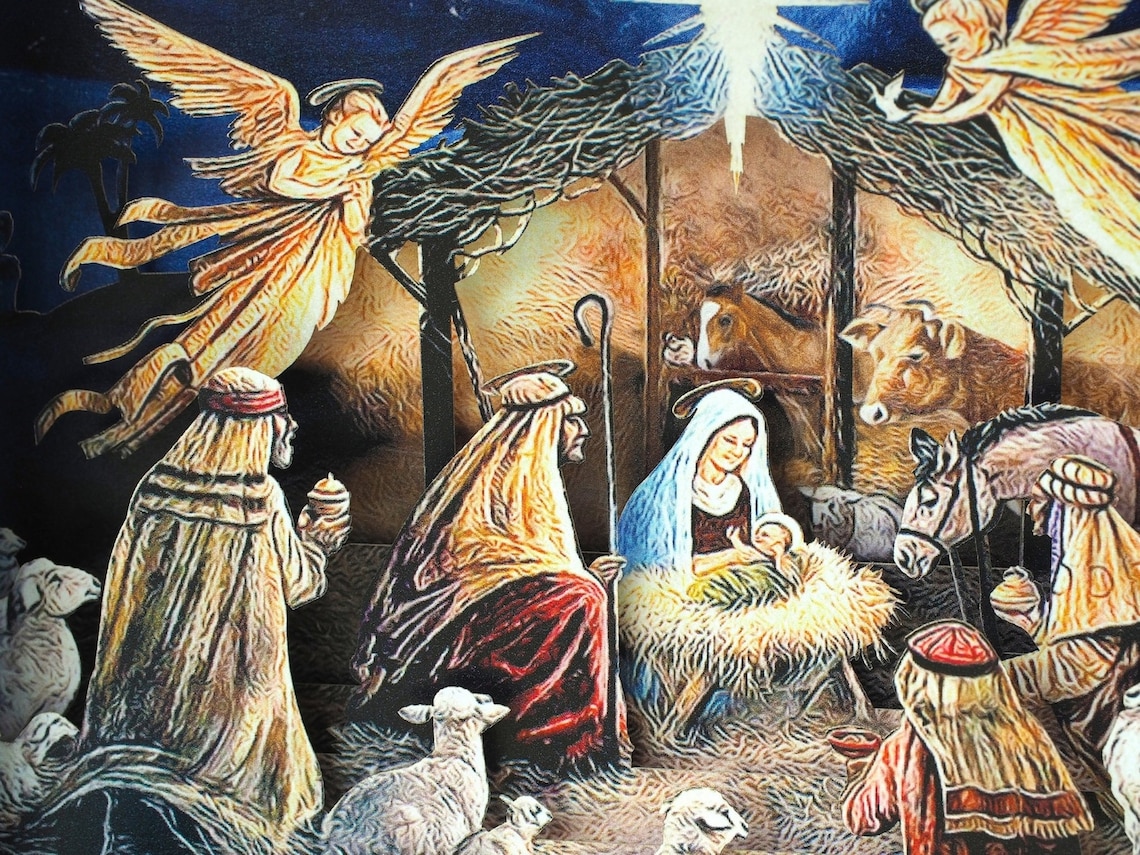 Nativity Scene Crib. Baby Jesus Birth Infant Mother Mary - Etsy