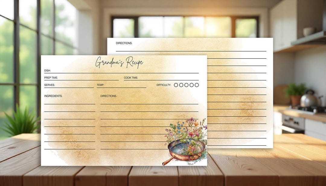EDITABLE 4x6 Vintage Recipe Card - Grandma's Recipe - Etsy