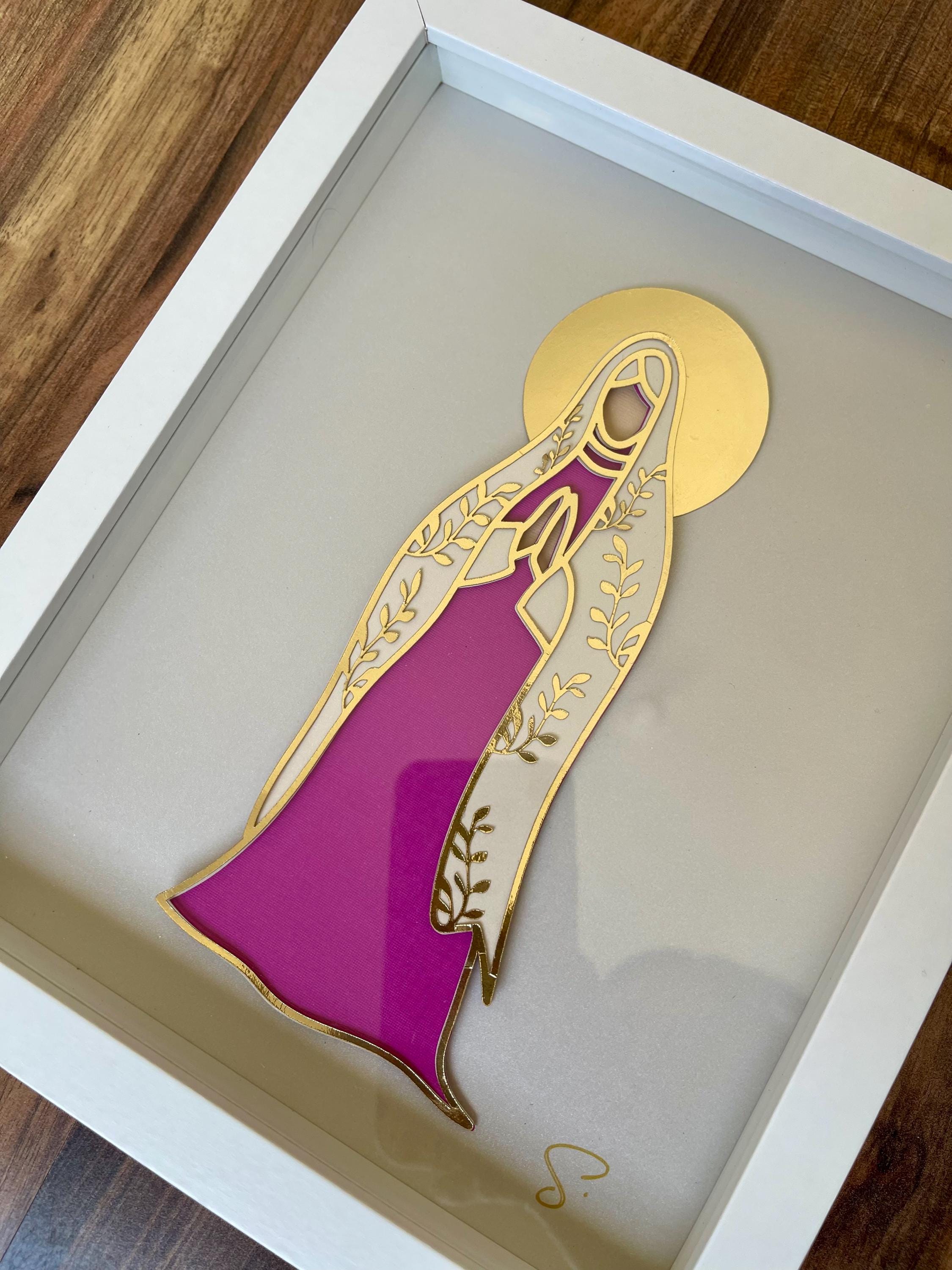 Modern Virgin Mary Shadow Box | Personalized Gift | Personalized Family ...