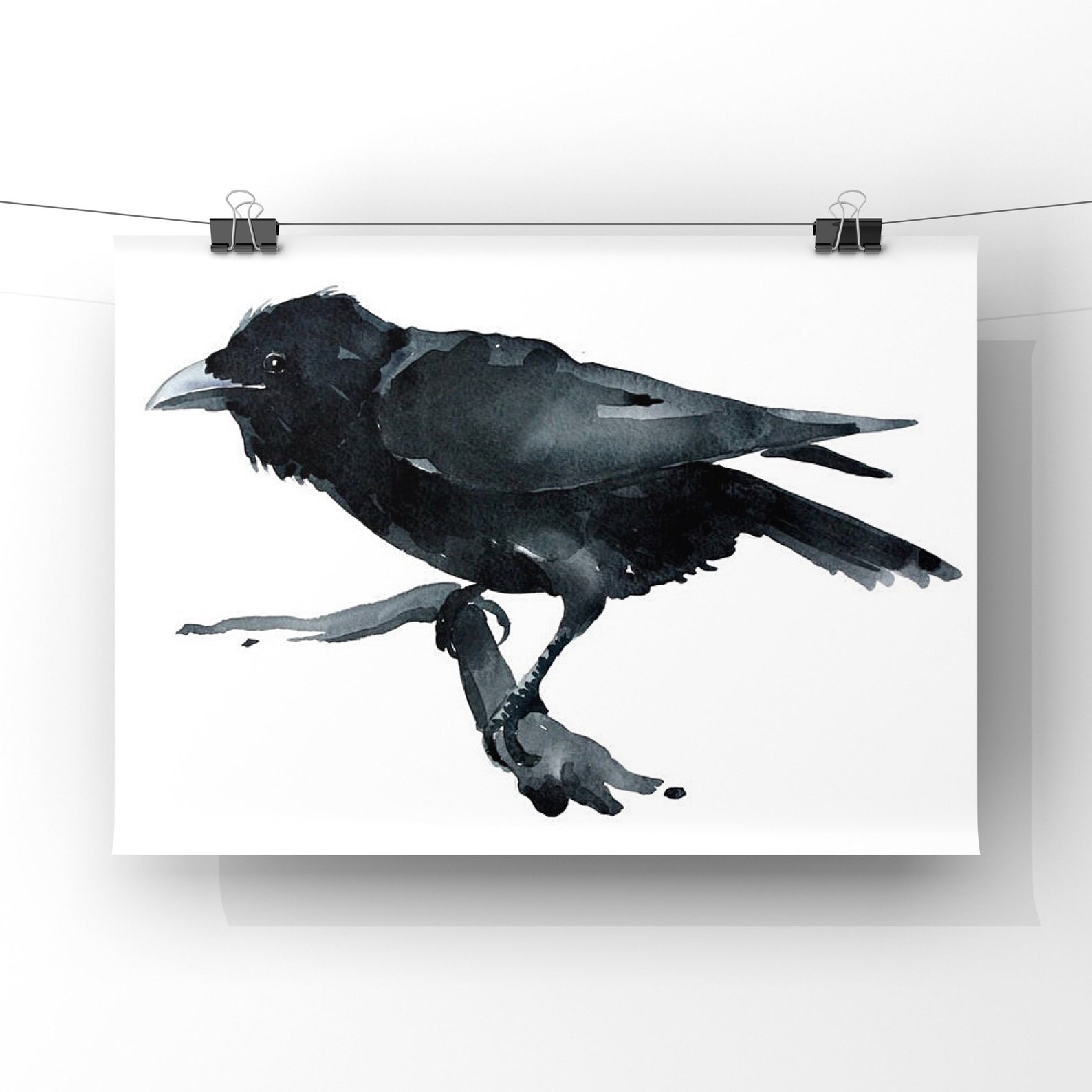 Crow Printable Original Watercolor Painting Art Print From | Etsy