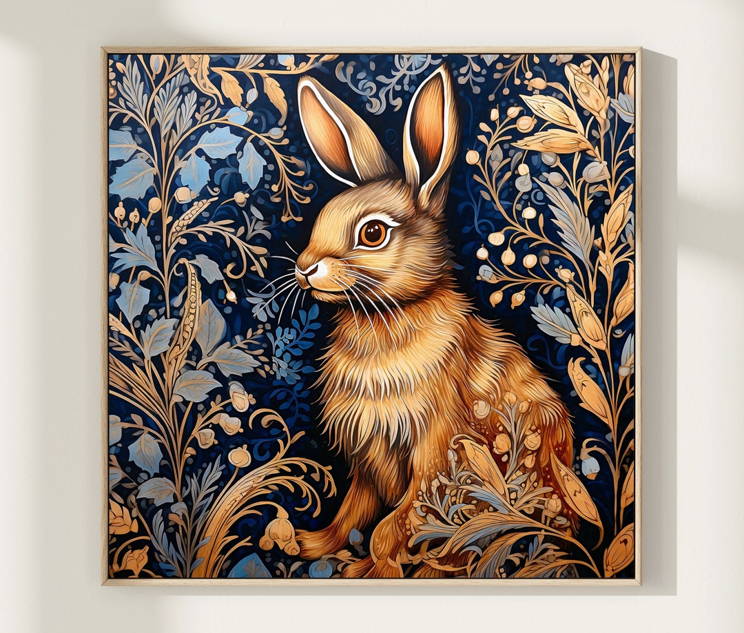 Printable Painting, Rabbit Art Print, Animal Print, Bunny Decor, Rabbit ...