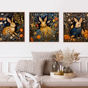 Printable Rabbit Paintings, Set of 3 Art Prints, Animal Prints, Bunny ...