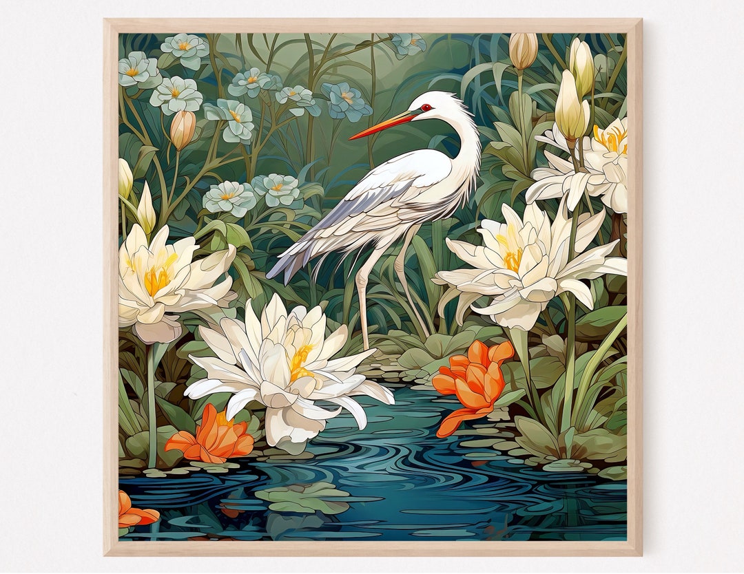 White Stork Art Print, Stork Bird Print, Bedroom Art, Stork Bird ...