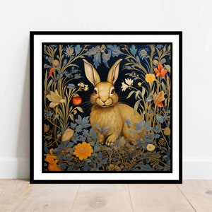 William Morris Inspired Rabbit Art Print, Animal Print, Bunny Decor ...