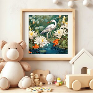 White Stork Art Print, Stork Bird Print, Bedroom Art, Stork Bird ...