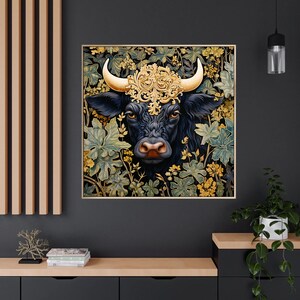 Black Cow Art Print, Royalcore Wall Art, Elegant Decor, Cow Painting ...