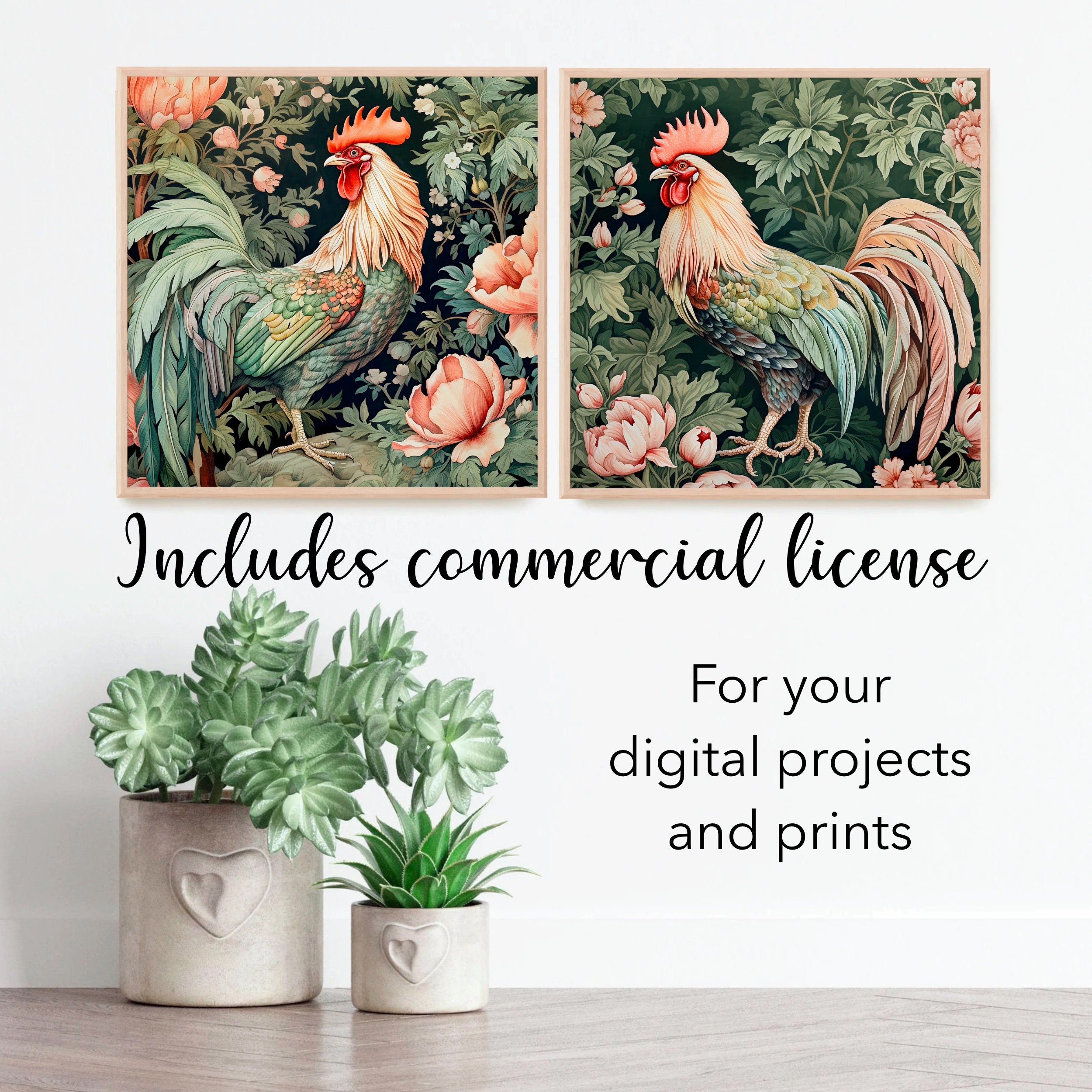 William Morris Inspired Set of 2 Prints, Printable Farm Animals ...