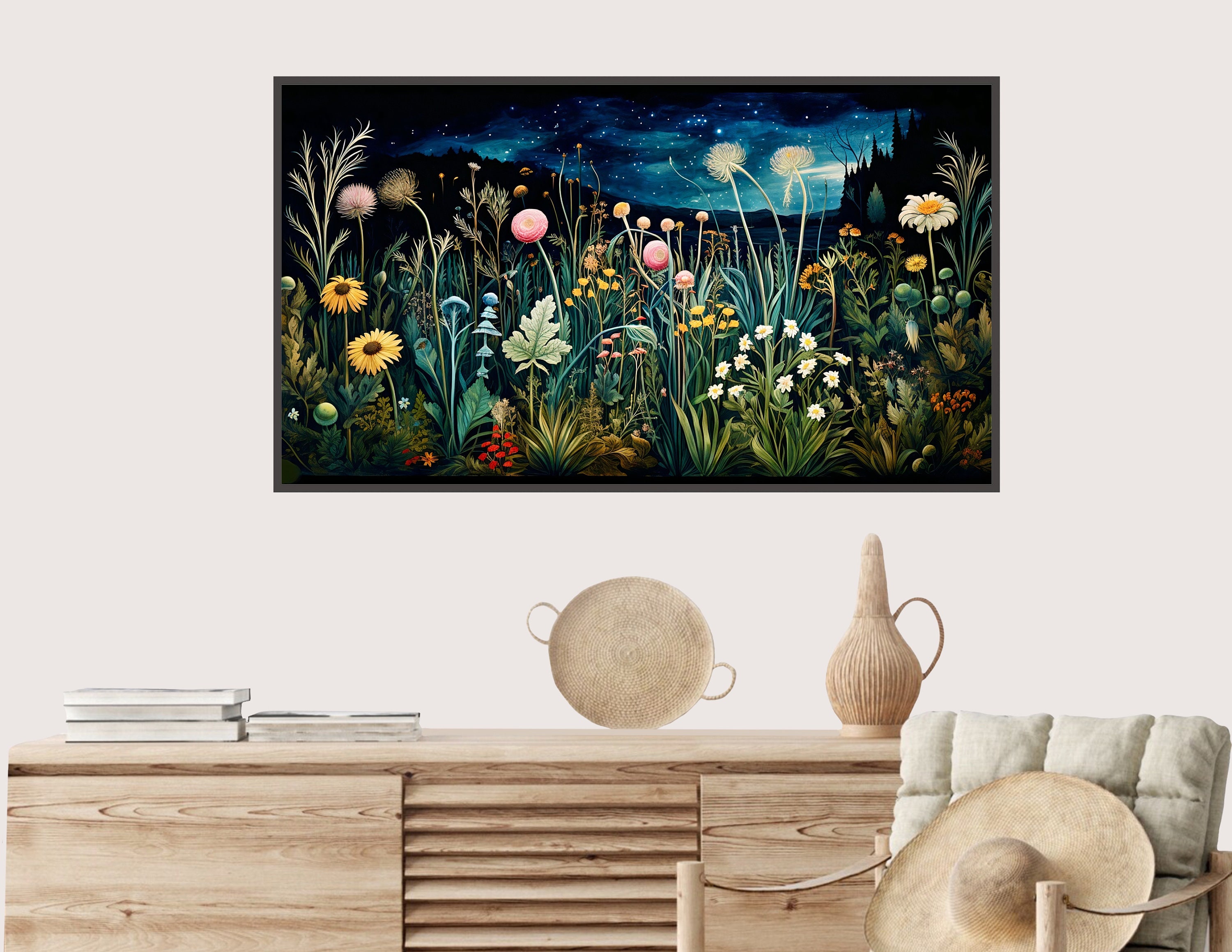 Wildflowers at Night Painting Instant Digital Download Frame TV ...