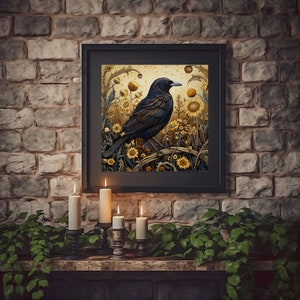 William Morris Inspired Crow Art Print, Crow Printable, Crow Poster ...