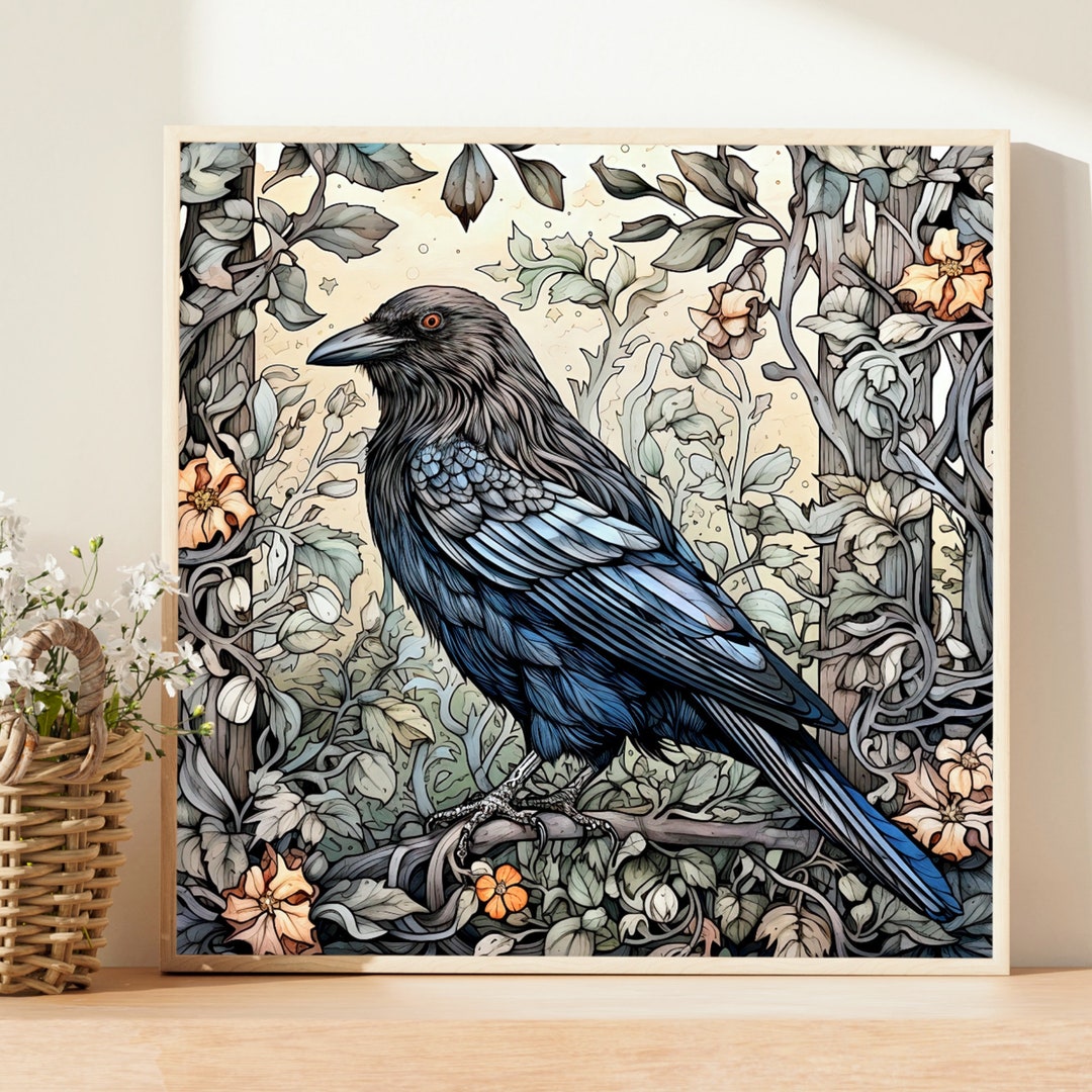 Crow Digital Download, Crow Lover Art, Crow Wall Art, Black Raven ...