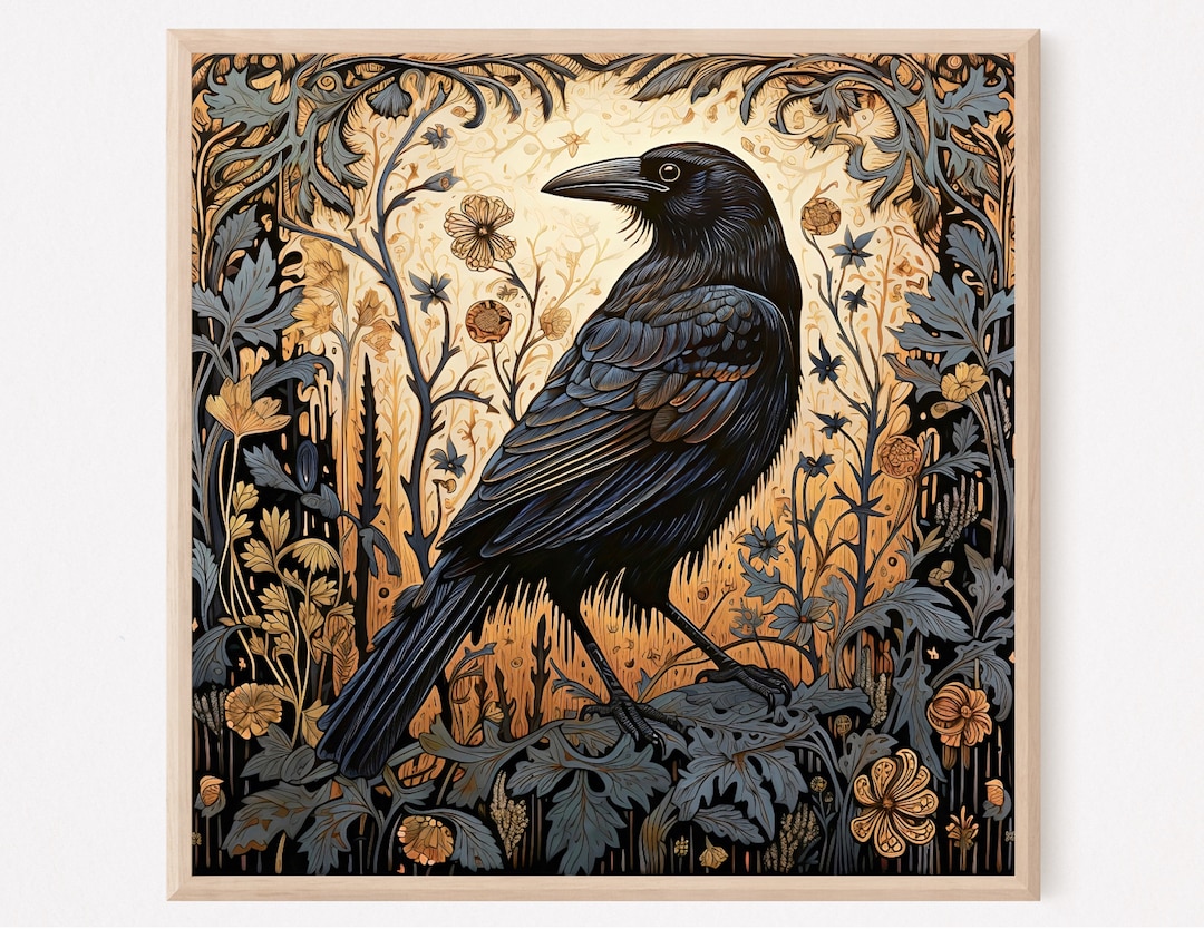 Crow Art Print, Decorative Art, Art Poster Print, Vintage Poster, Crow ...