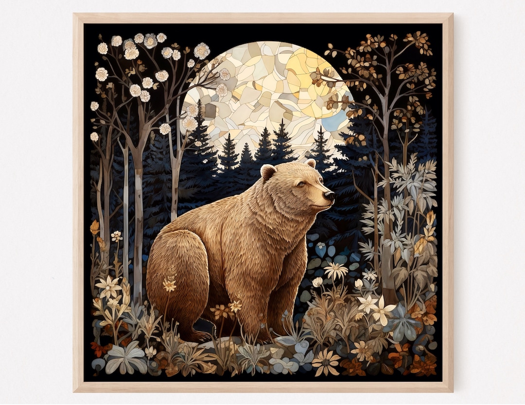 Bear Art Print, Bear and Nature Wall Art Decor, Wild Animals Art, Bear ...