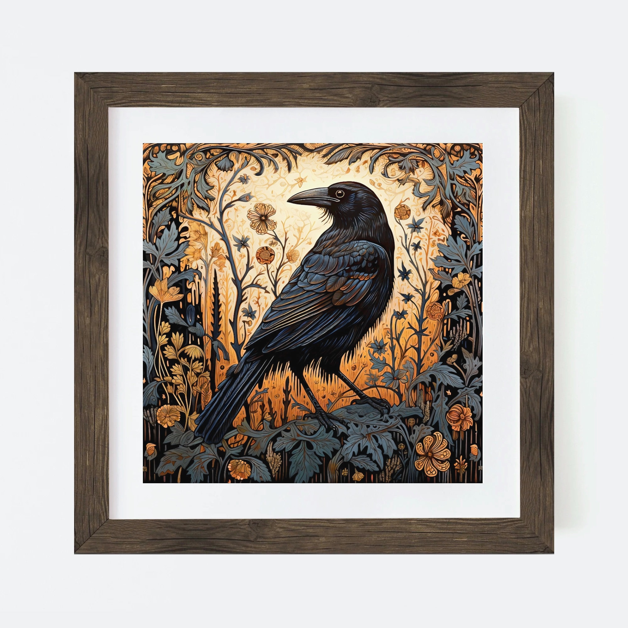 Crow Art Print, Decorative Art, Art Poster Print, Vintage Poster, Crow ...