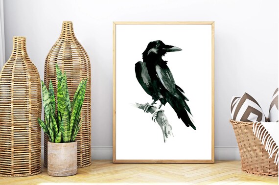 Crow Digital Download Crow Lover Art Crow Wall Art Black - Etsy