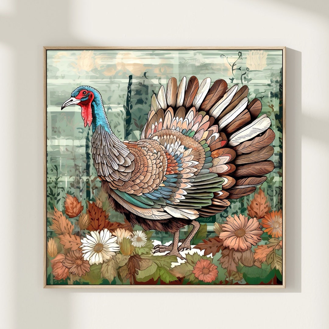 Fall Turkey Art Print | Boho Art Print | Turkey Wall Art | Square Wall ...