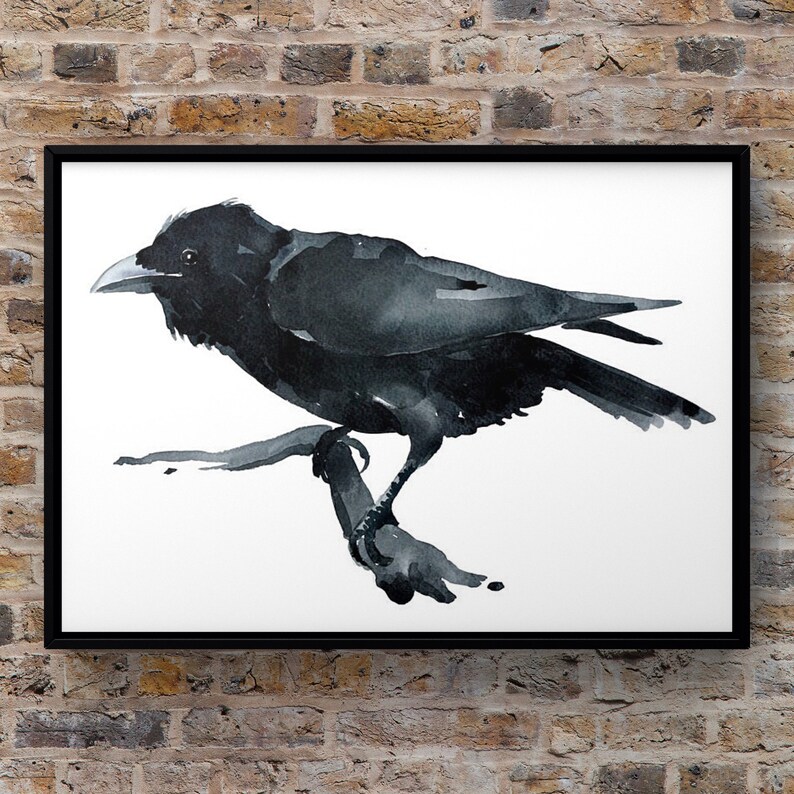 Crow Printable Original Watercolor Painting Art Print From | Etsy