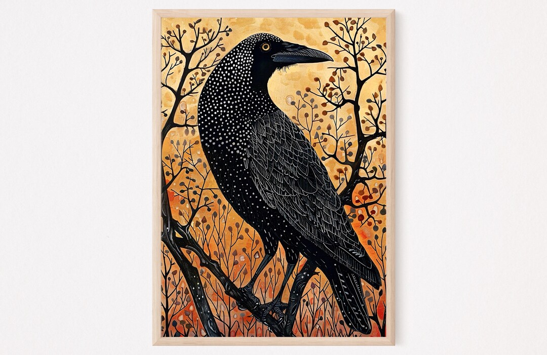 Crow Nature Print - Bird Print - Vintage Style Art - Witchy Cottagecore ...