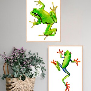 Set of 2 Watercolor Tree Frog Tree Frog Art Frog Wall Art - Etsy