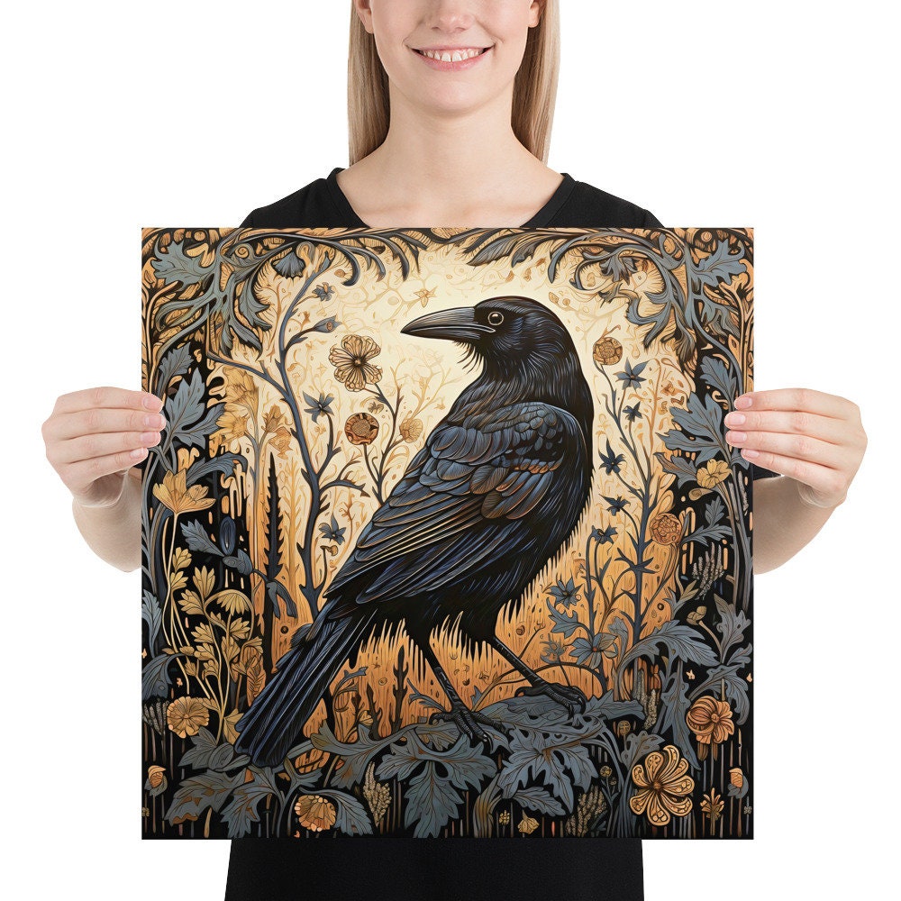 Crow Art Print, Decorative Art, Art Poster Print, Vintage Poster, Crow ...