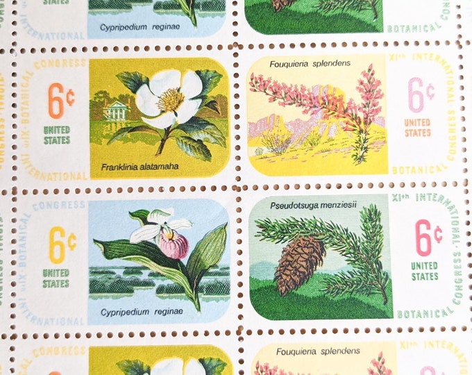Botanical Sheet of 50 US Postage Stamps, 1969 Fifty 6 Cent Unused ...