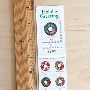 Christmas Wreath Booklet of Fifteen 32 Cent Stamps, Holiday Greetings ...