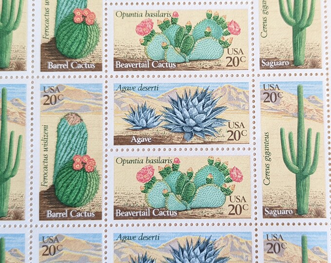 Sheet of 40 Cactus Stamps 20 Cent 1981 Desert Plants US - Etsy