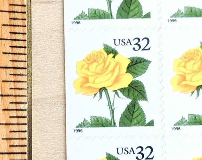 Sheet of 20 Yellow Rose Stamps, 1996 Unused Postage Stamps, 32 Cent ...