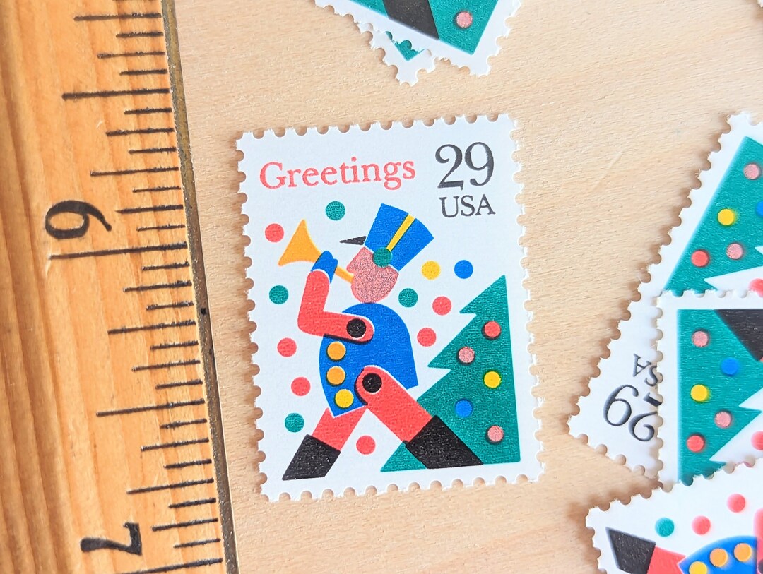 10 Seasons Greetings Trumpet Boy Christmas Stamps, 29 Cent, Unused USPS ...