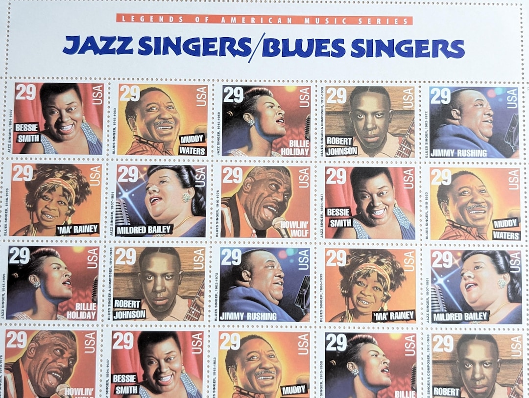 Sheet of 35 Jazz Singers/blues Singers Stamps, 1994, Legends of ...