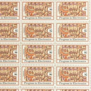 Sheet of 50 Progress in Electronics Stamps, 1973 Unused Postage Stamps ...