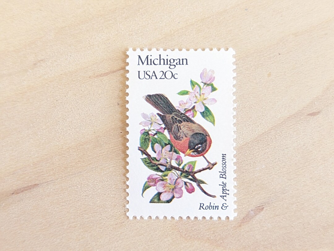 5 Michigan State Stamp 20 Cent 1982 State Bird and Flower - Etsy