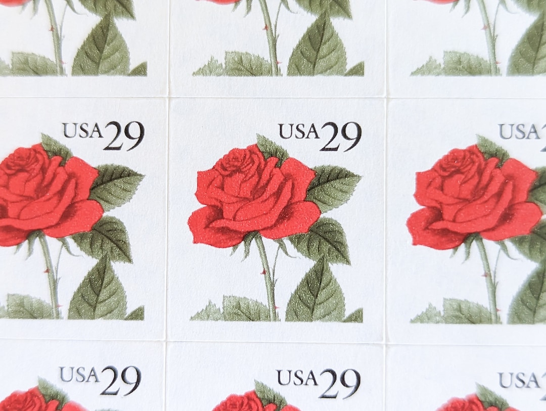 18 Red Rose 29 Cent Red Rose Postage Stamps, Unused Booklet or Strip of ...