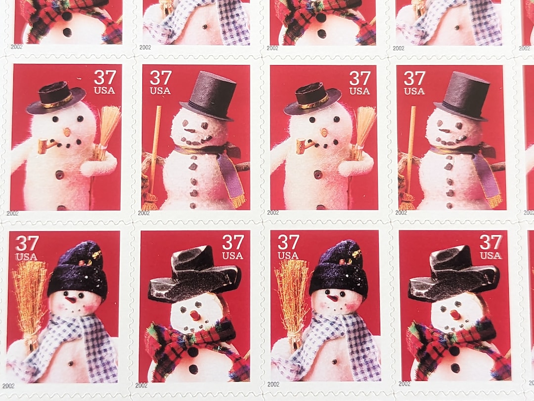 Sheet of Twenty Snowman 37 Cent Self Adhesive Stamps, Unused Postage ...