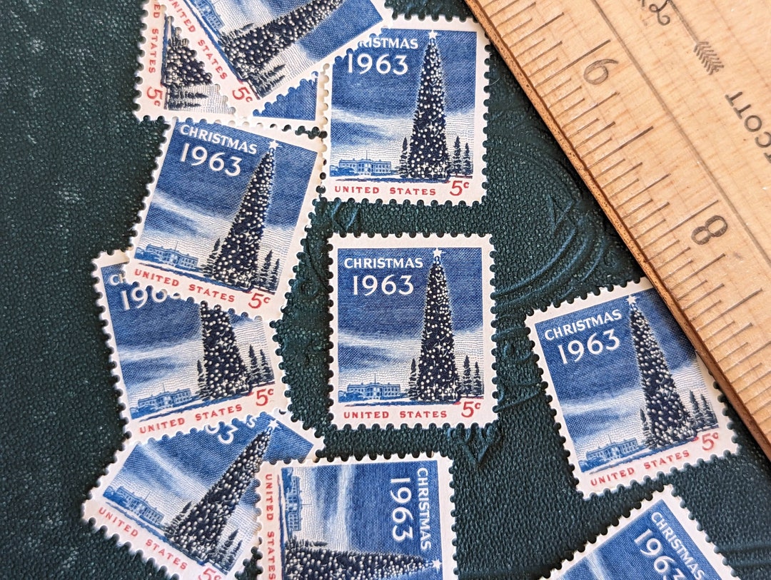 10 Christmas Tree Stamps, 5 Cent 1963 Unused Postage Stamps, Christmas ...
