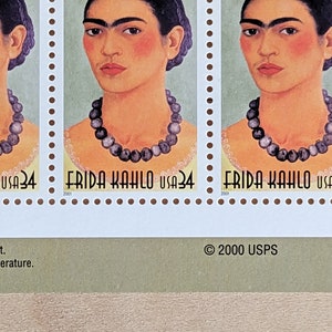 Frida Kahlo Self Portrait Unused Postage Stamp Sheet, 2001, Twenty 34 ...