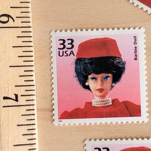 5 Barbie Doll Stamps, Vintage Unused USPS 33 Cent Postage Stamps, 1960s ...