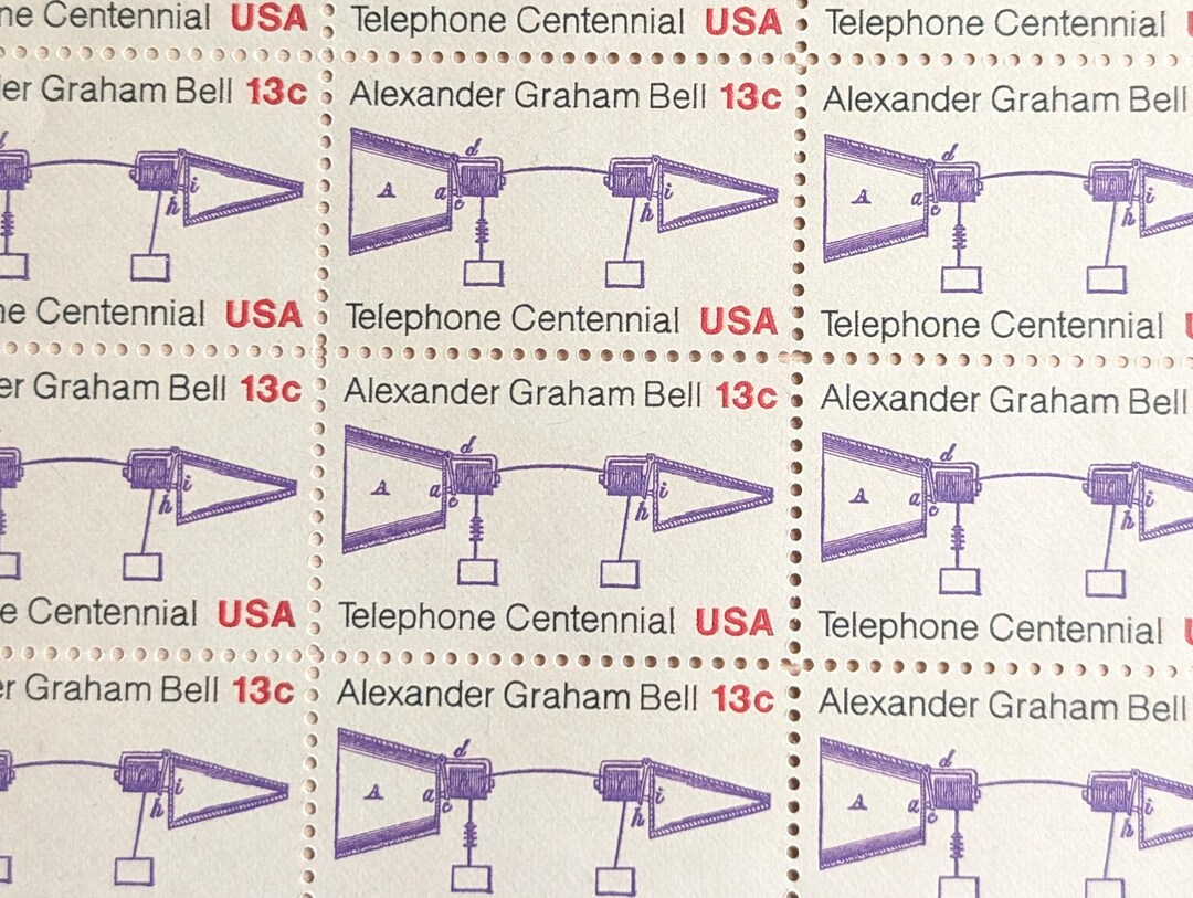 Sheet of 50 Alexander Gram Bell Stamps, 1976 Unused Postage Stamps, 13 ...