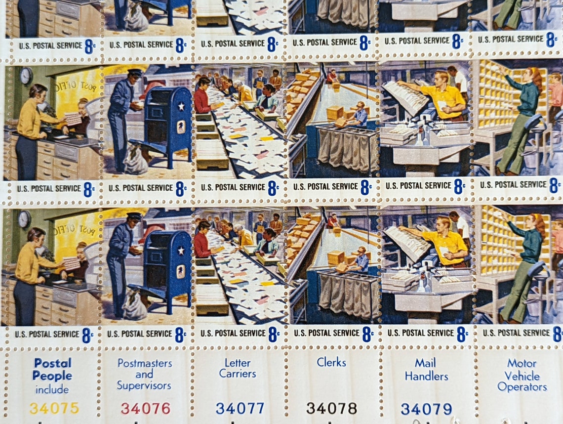 Sheet of 50 Postage Stamps, 8 Cent Stamps, 1972, U.S. Postal Service ...