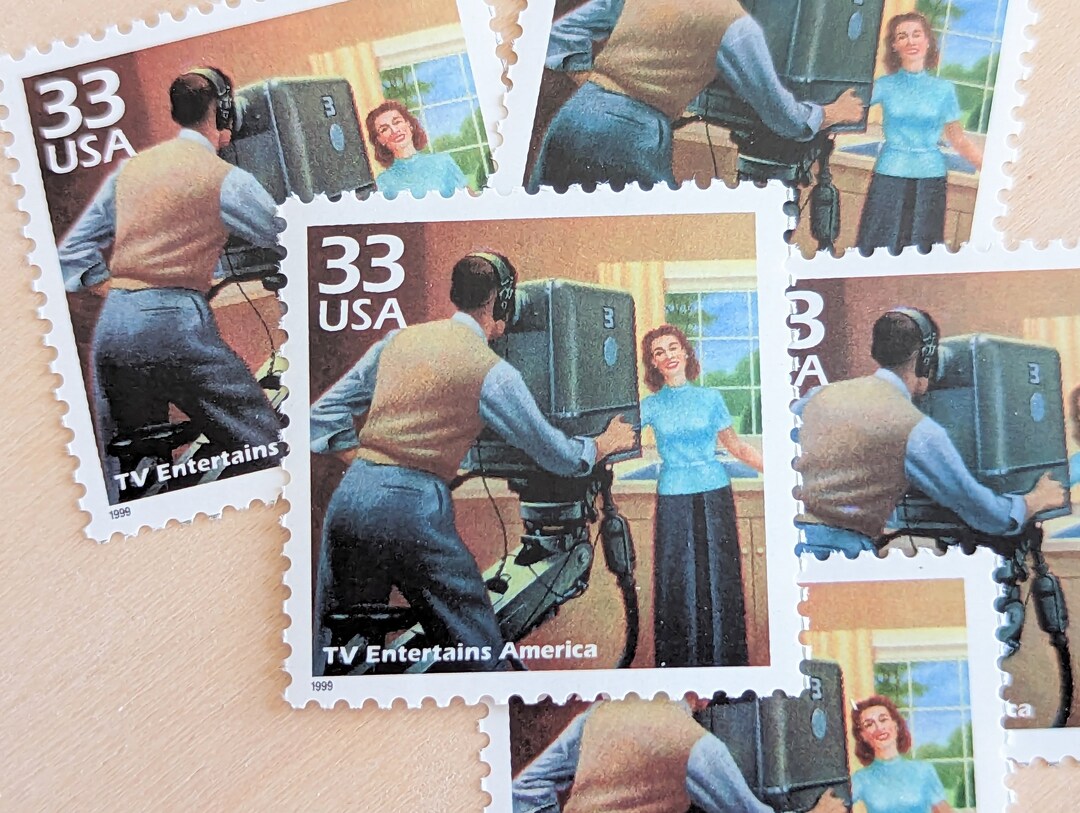 5 Commercial Television Stamps, Vintage Unused USPS 33 Cent Postage ...