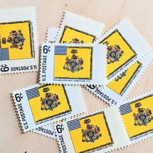 10 Philadelphia Light Horse Flag Stamps, Historic American Flags, 1968 ...