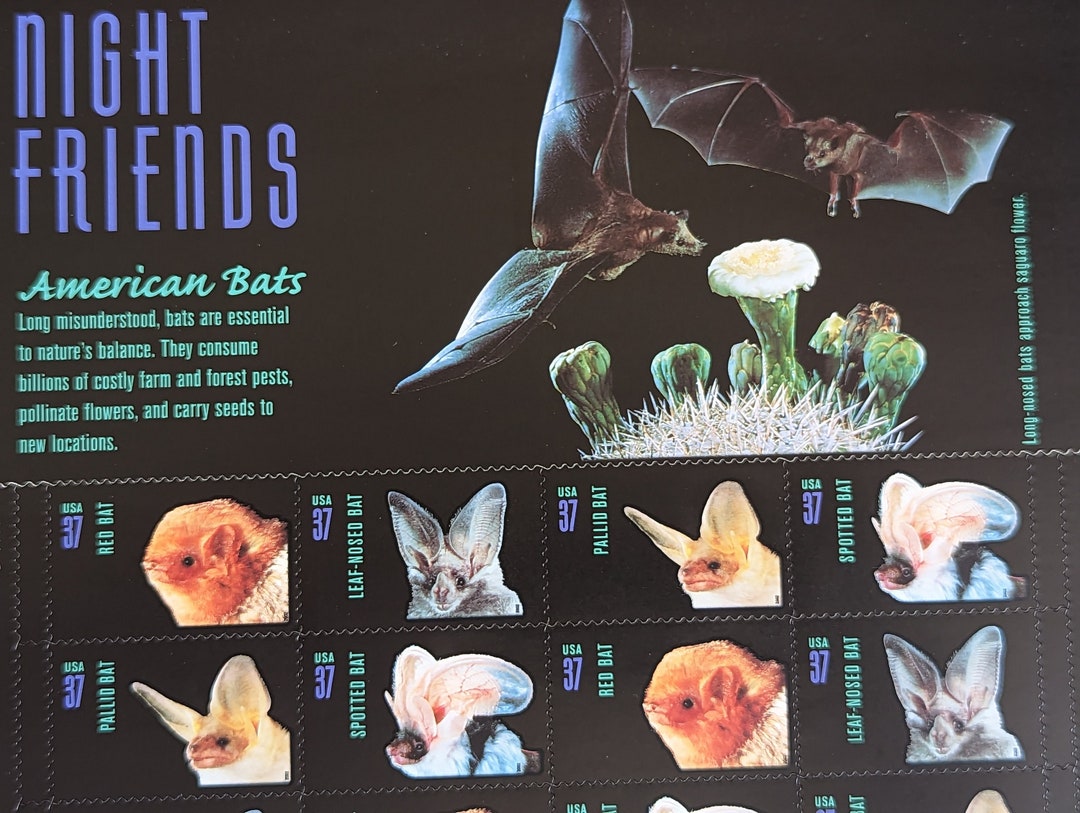 Sheet of 20 Bat Stamps, Vintage Unused USPS 37 Cent Postage Stamps ...