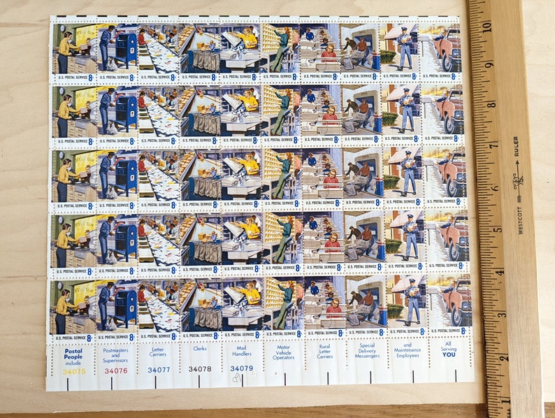 Sheet of 50 Postage Stamps, 8 Cent Stamps, 1972, U.S. Postal Service ...