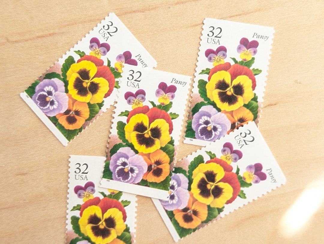 5 sellos de pensamientos, sellos postales sin usar, sellos de 32 ...