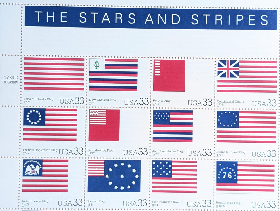 Sheet of 20 Stars and Stripes Stamps, 2000, Unused Postage Stamps, 33 ...