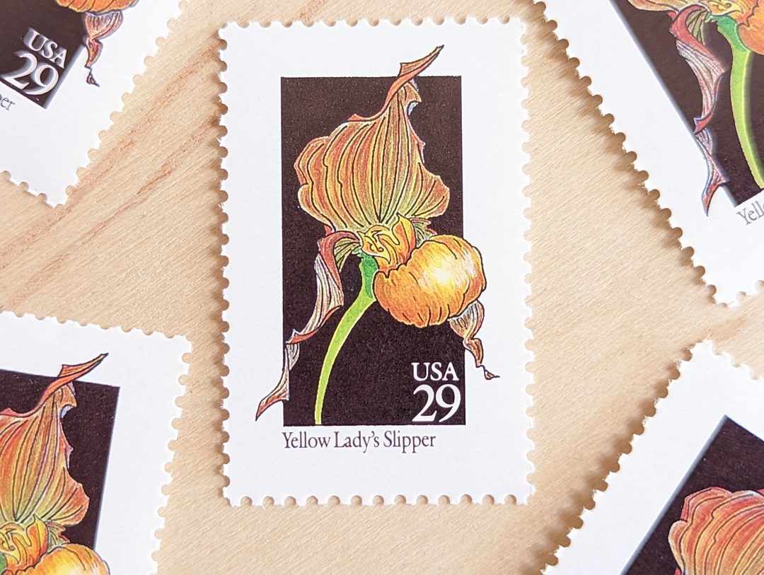 5 Yellow Lady's Slipper Wildflower, 29 Cent Stamps, 1992, USA Postage ...