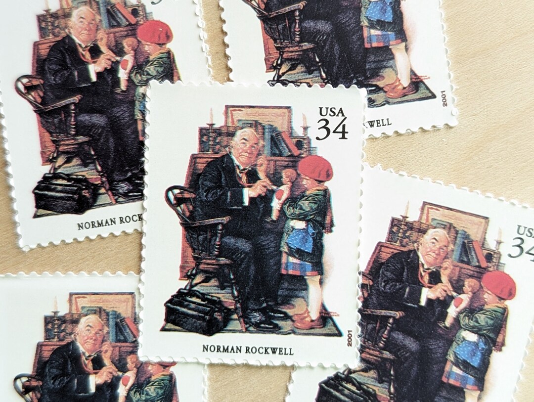 5 Norman Rockwell Stamps, the Saturday Evening Post, 34 Cent, American ...
