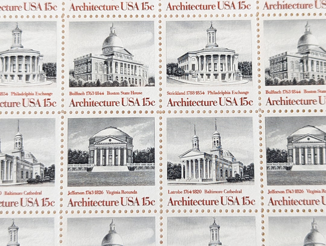Sheet of 48 Architecture 1979 15 Cent US Postage Stamps, Boston State ...