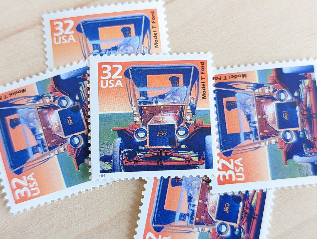 5 Model T Ford Stamps, 32 Cent, 1998, 1900s Celebrate the Century ...