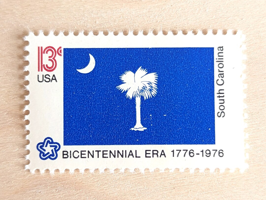 Set of 10 South Carolina State Flag Stamps, Vintage Unused USPS 13 Cent ...